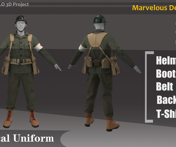 ArtStation - German Military Medical Uniform_Battlefile War Outfit ...