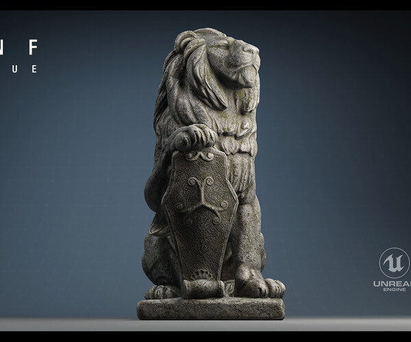 ArtStation - Lion F Statue PBR 4K | Game Assets