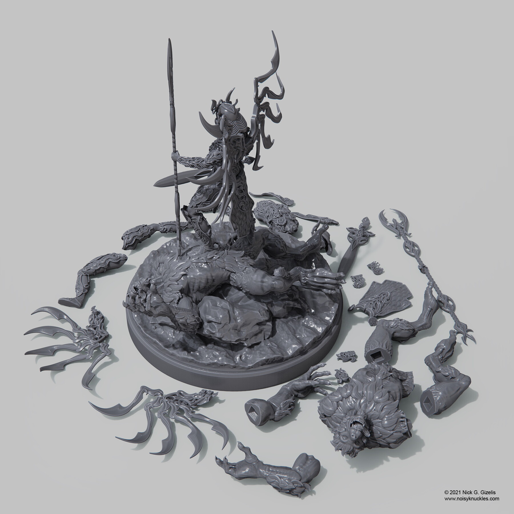 ArtStation - Beast Slayer miniature 3D Print Ready - .ZPR, .OBJ, .STL ...