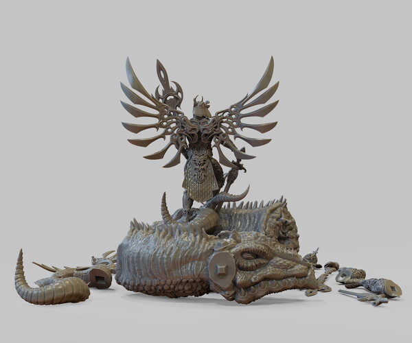 ArtStation - Dragon Slayer miniature 3D Print Ready - .ZPR, .OBJ, .STL ...