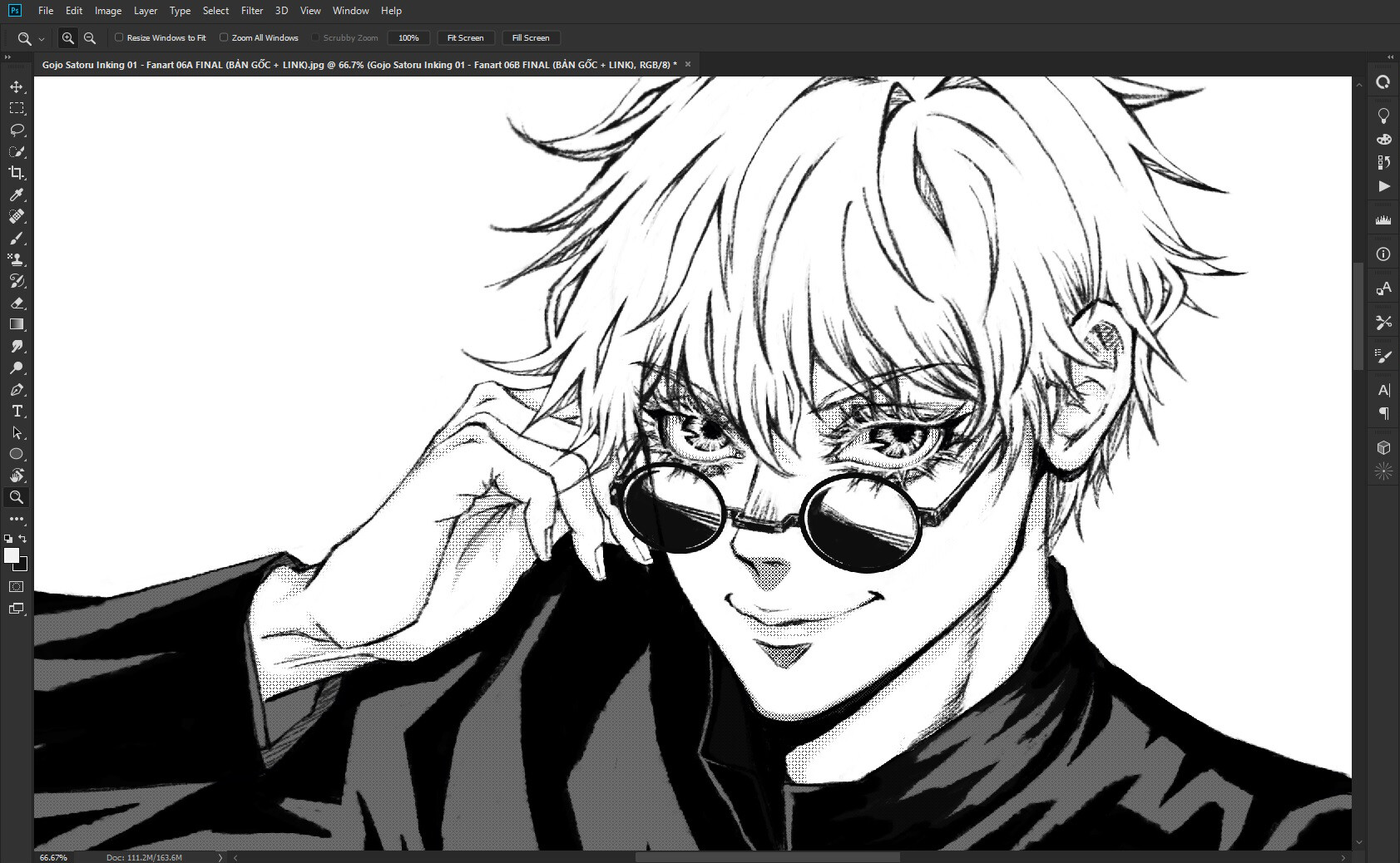 ArtStation - [FANART/INKING] Jujutsu Kaisen - Gojo Satoru | Tutorials