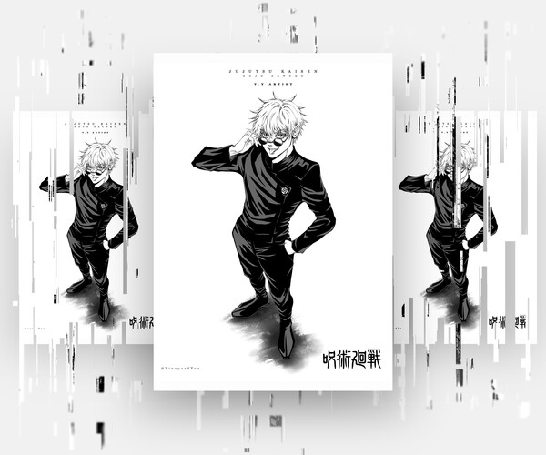 ArtStation - [FANART/INKING] Jujutsu Kaisen - Gojo Satoru | Tutorials