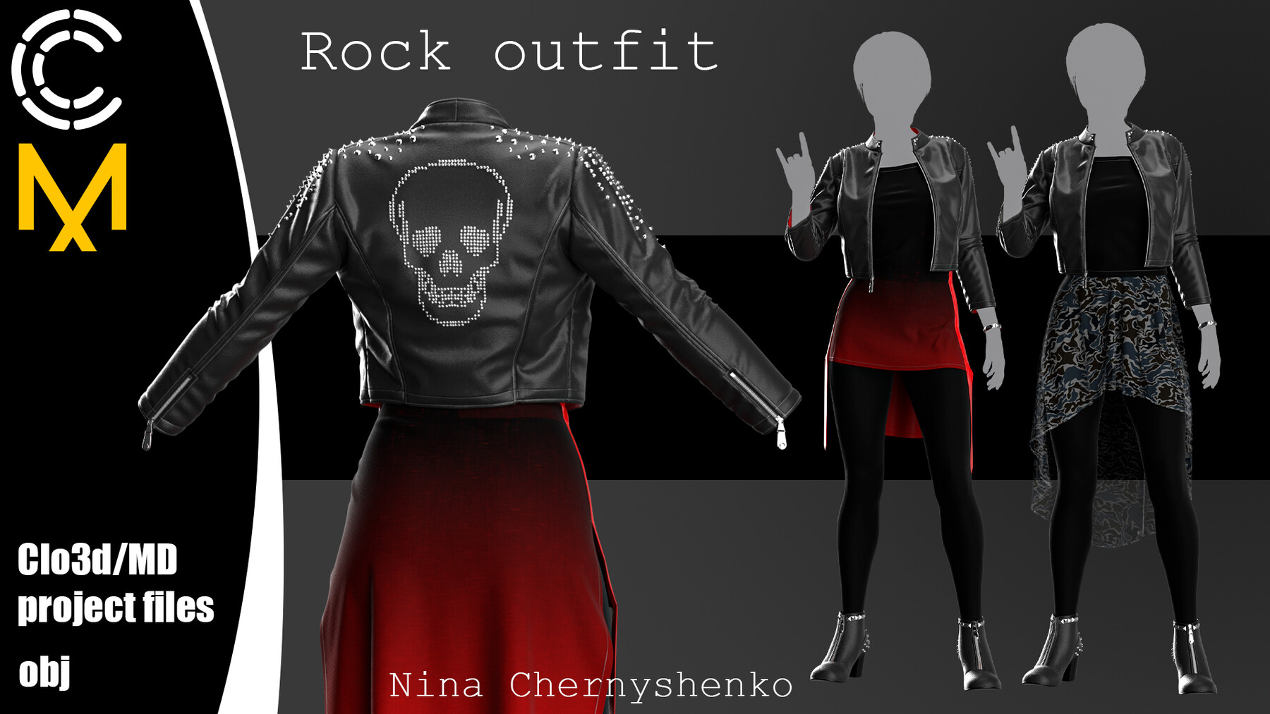 ArtStation - Rock outfit. Marvelous Designer/Clo3d project + OBJ ...
