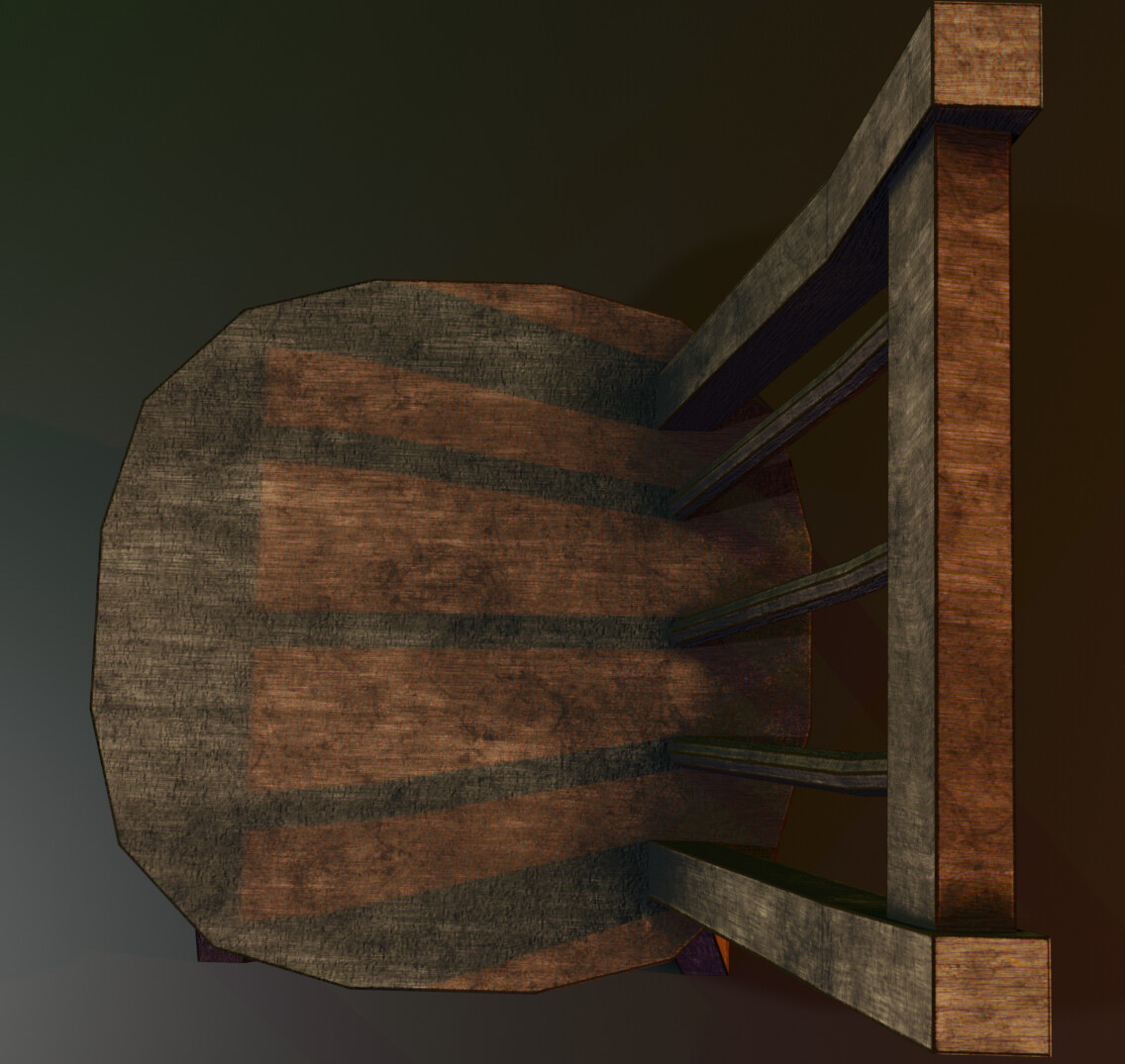 ArtStation - A wooden chair with scuffs and abrasions | Game Assets