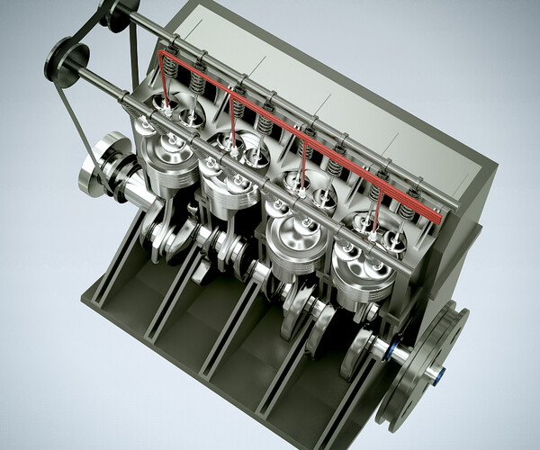 ArtStation - Animated L4 16V Engine Section | Resources