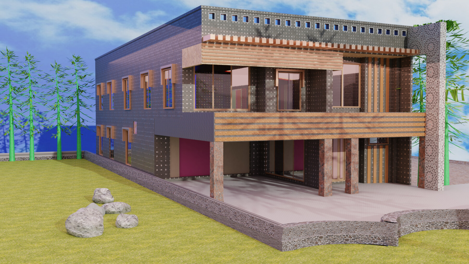 ArtStation - House Exterior Landscape Design 3D model | Resources