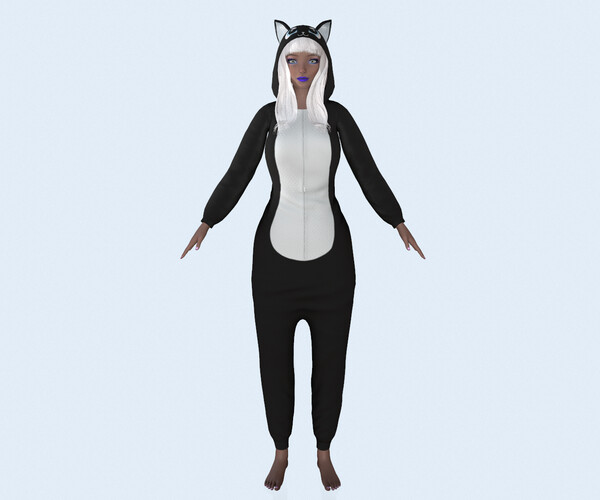 Artstation Girl Kigurumi Cat 2 Game Assets
