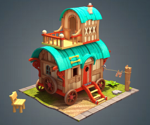 ArtStation - 3d stylized wagon | Game Assets