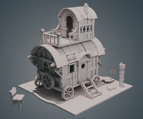 ArtStation - 3d stylized wagon | Game Assets