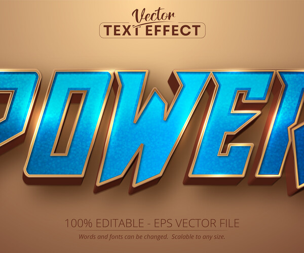 ArtStation - Power text, shiny gold and blue color style editable text ...