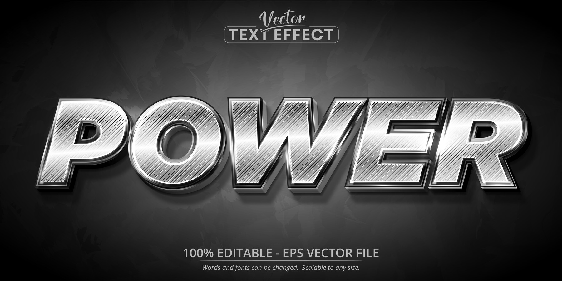 ArtStation - Power text, shiny silver color style editable text effect ...