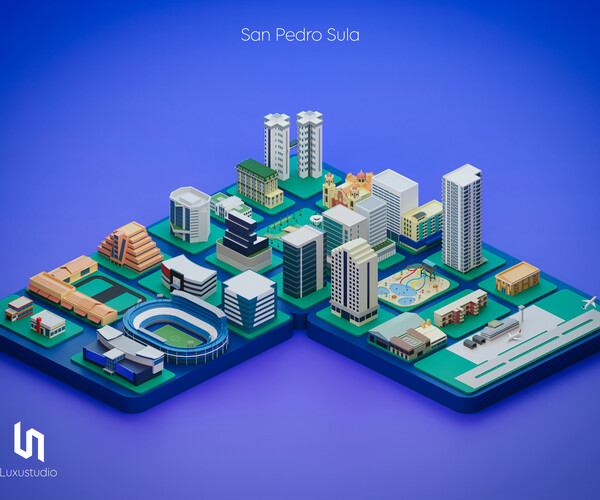 ArtStation - Low-poly isometric city | Game Assets