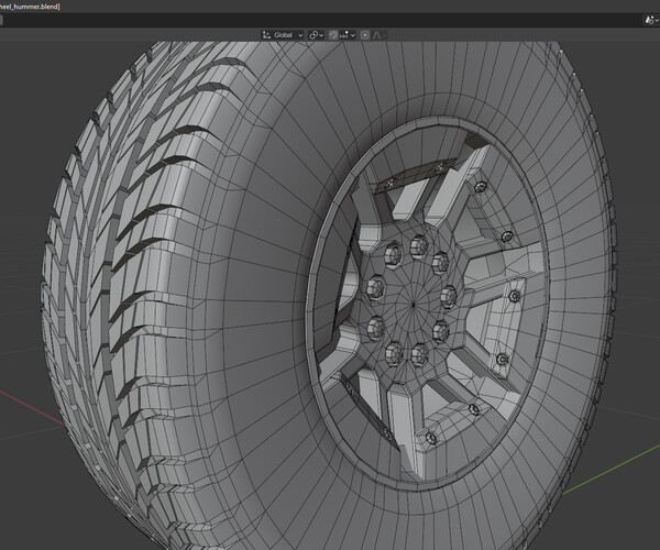 ArtStation - Wheel Hummer rim tyre with textures Low-poly | Game Assets