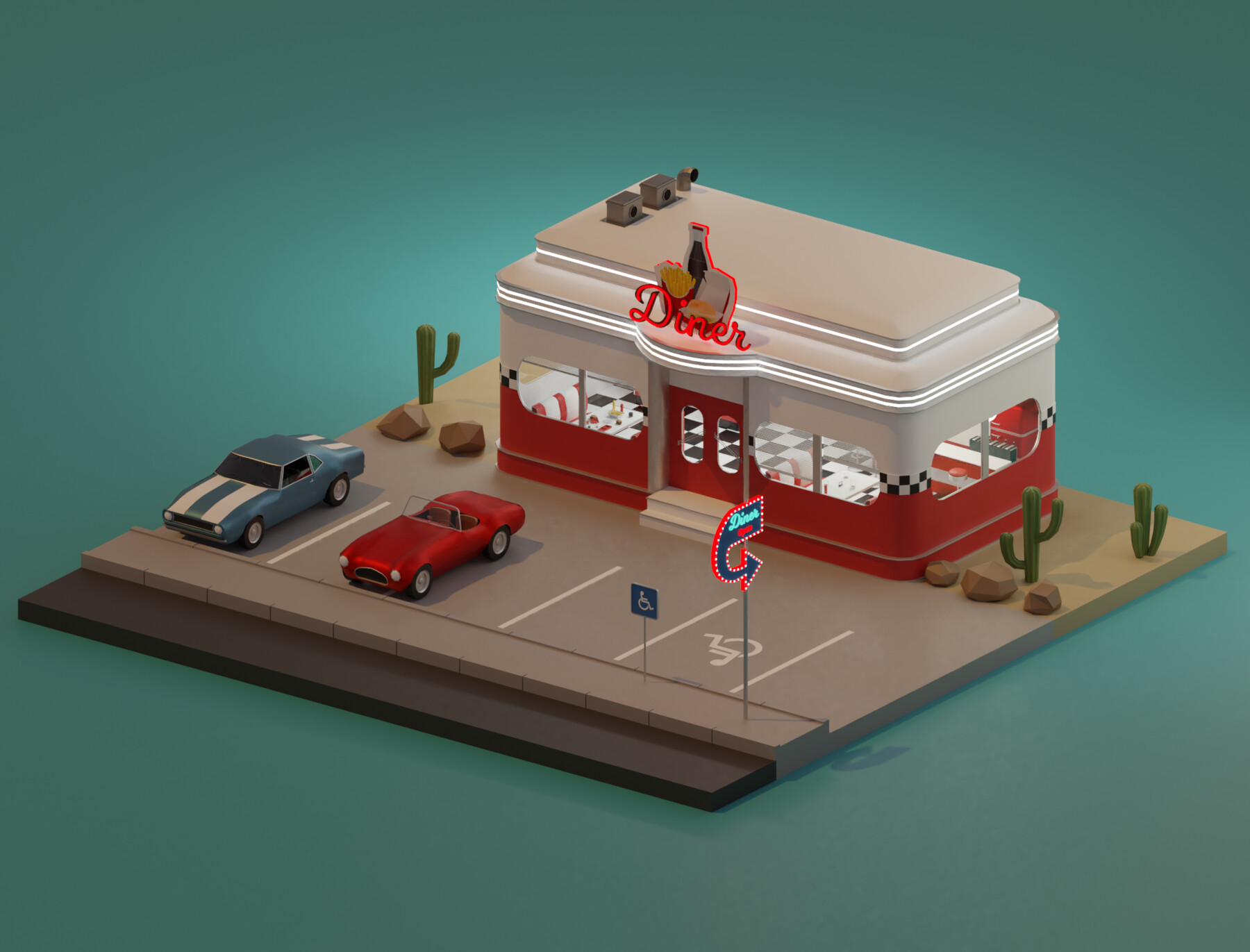 ArtStation - American diner - Full version | Game Assets