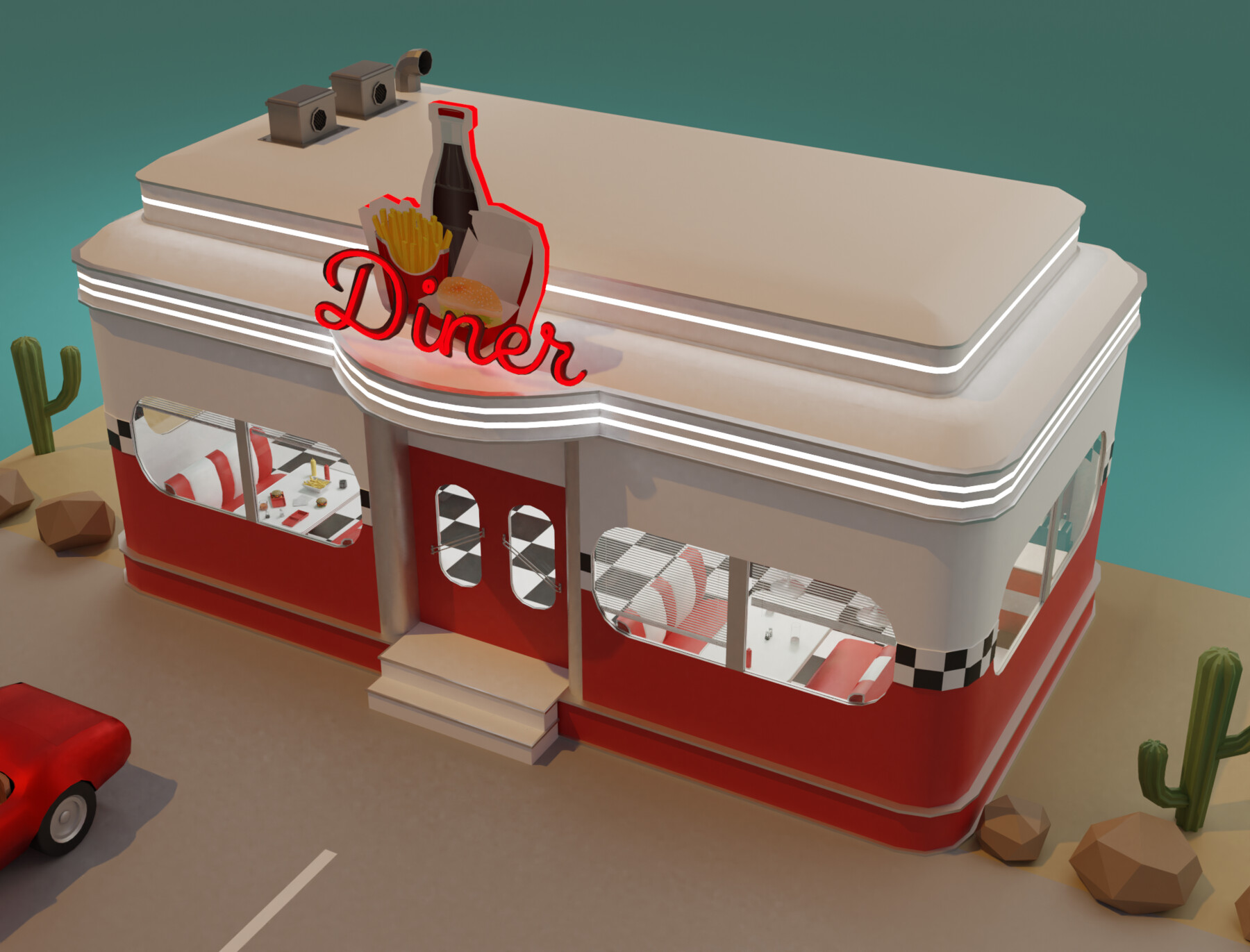 ArtStation - American diner - Full version | Game Assets