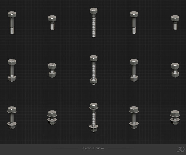 ArtStation - Fastener ZBrush IMM Pack // 300 Screws, Bolts, Nuts & More ...