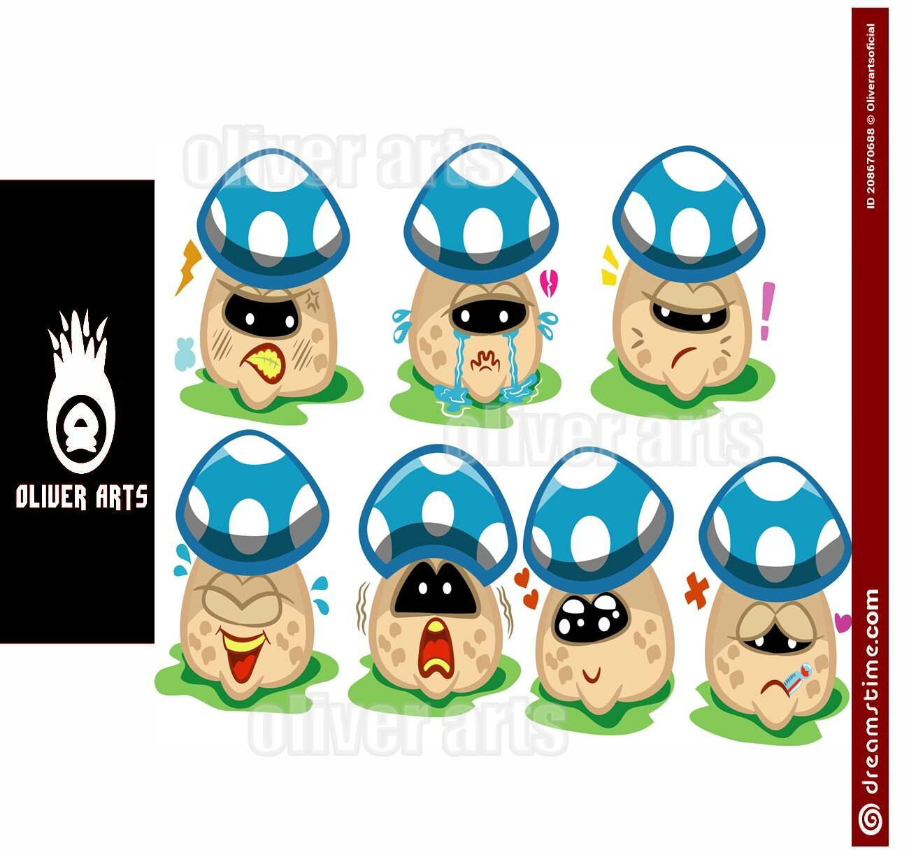 ArtStation - Mushroom faces expressions emoticons vector art | Artworks