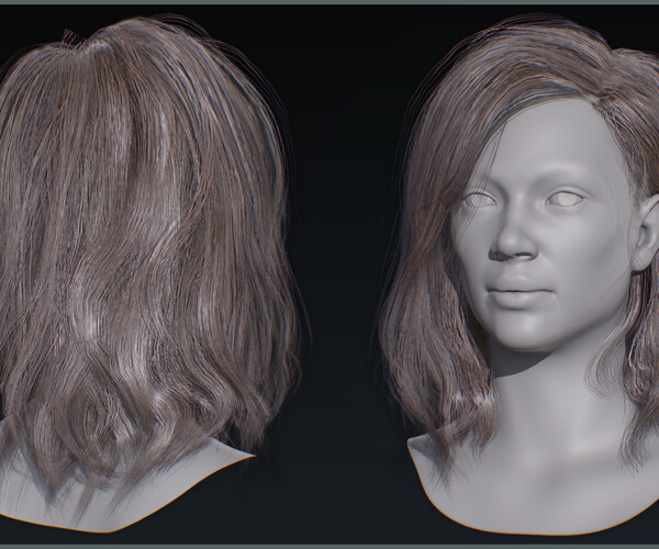 ArtStation - Casual hairstyle mesh + textures + marmoset scene | Game ...