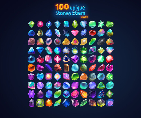 ArtStation - Stones & Gem Icon Pack | Game Assets