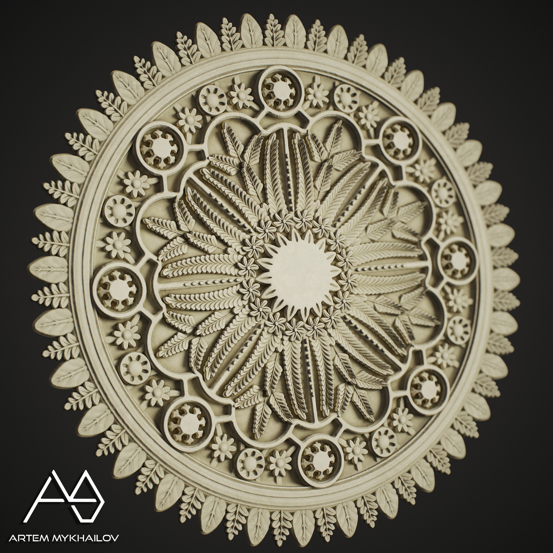 ArtStation - Victorian Ceiling Rose - Substance Designer | Game Assets