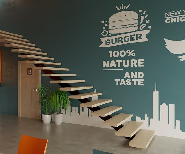 ArtStation - Fast Food, Burger Interior Design | Resources
