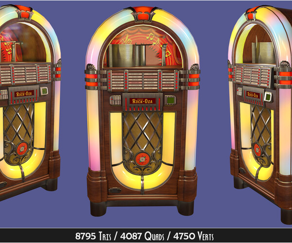 ArtStation - Classic Vintage Wooden Jukebox Rockola Low-poly 3D model | Resources