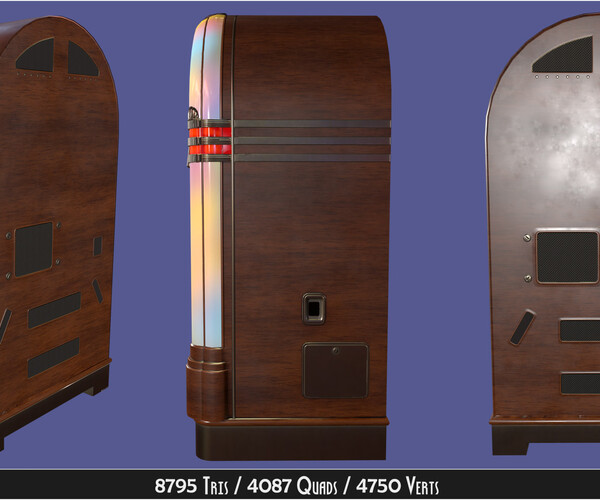 ArtStation - Classic Vintage Wooden Jukebox Rockola Low-poly 3D model | Resources