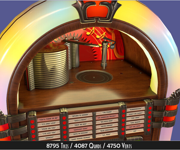 ArtStation - Classic Vintage Wooden Jukebox Rockola Low-poly 3D model | Resources