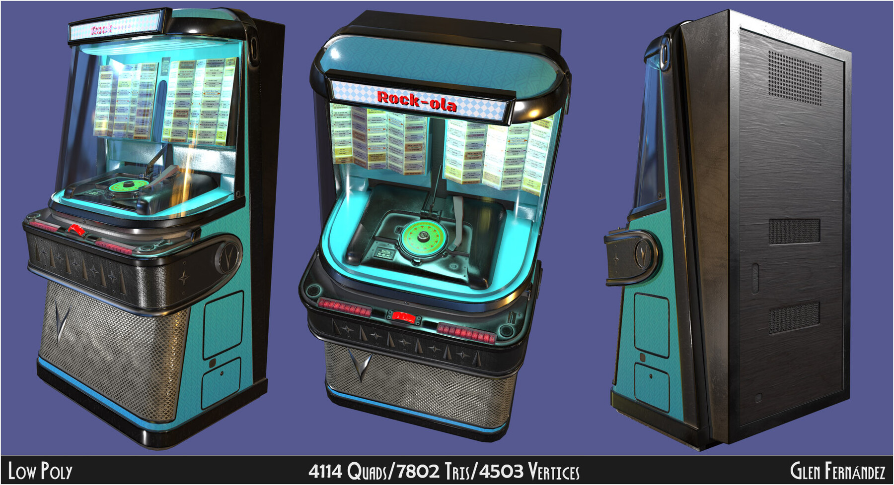 ArtStation - Antique vintage retro music Jukebox or Rockola Low-poly 3D ...