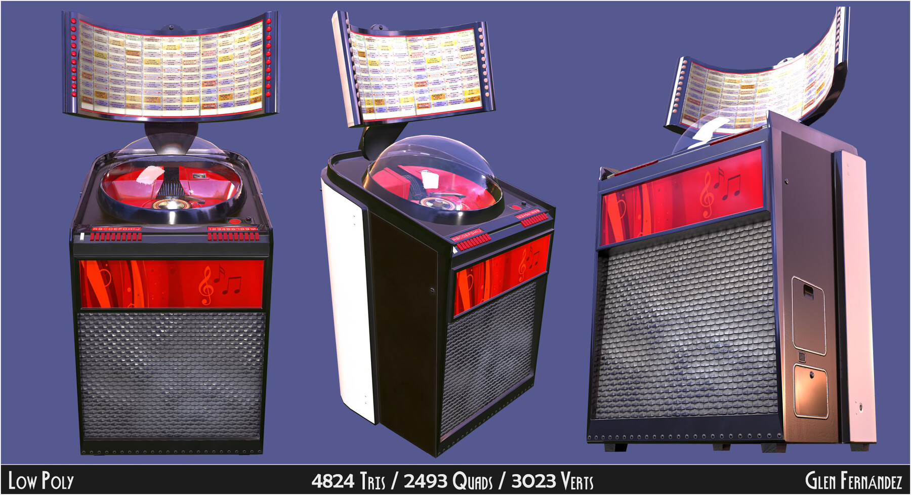 ArtStation - Vintage Retro Rockola Jukebox model 2 Low-poly 3D model | Resources