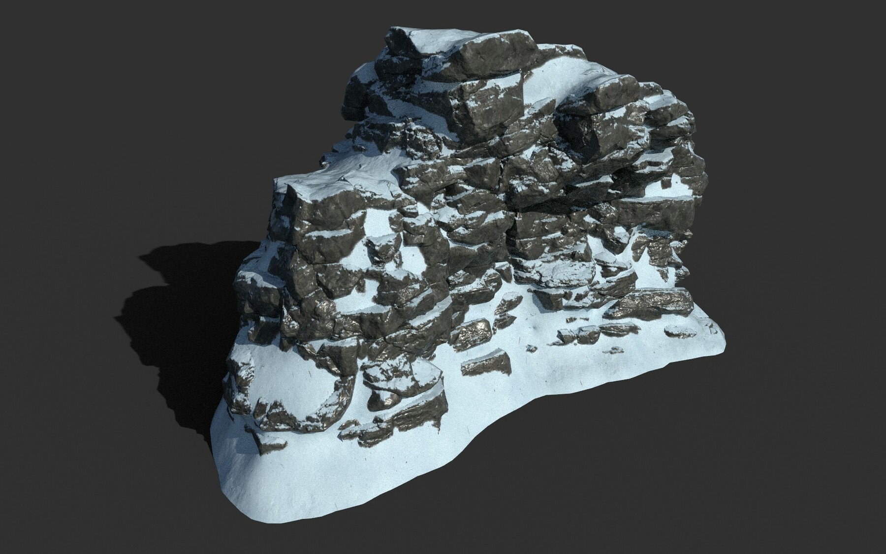 ArtStation - Low poly Snow Cliff Rough Rock 210404 | Game Assets