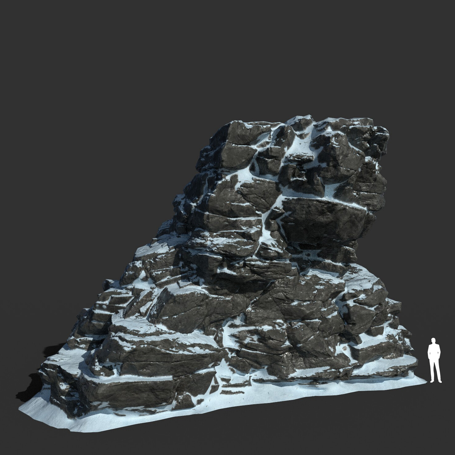 ArtStation - Low poly Snow Cliff Rough Rock 210404 | Game Assets