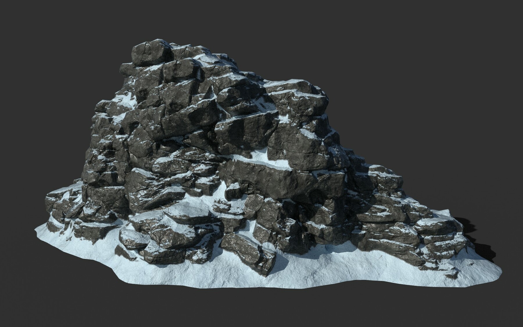 ArtStation - Low poly Snow Cliff Rough Rock 210404 | Game Assets