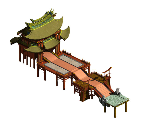 ArtStation - land scenes - built in the lake level building 01 | Game ...