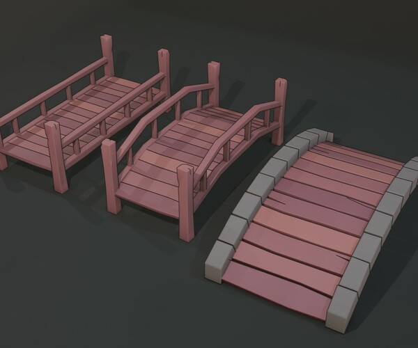 ArtStation - Stylized Low Poly Wooden Bridges Pack 01 | Resources