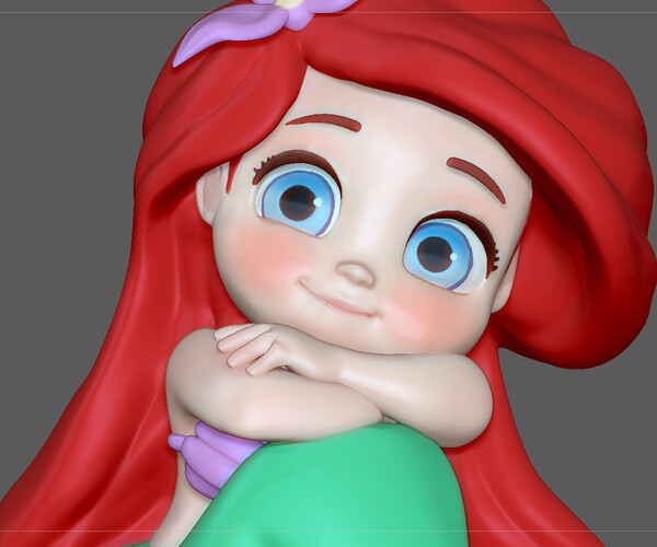 ArtStation - ARIEL BABY LITTLE MERMAID PRINCESS DISNEY CHARACTER CUTE ...