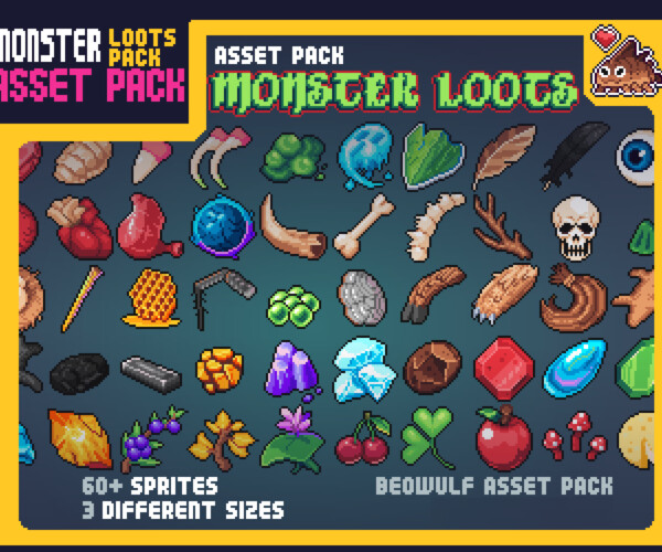 ArtStation - Beowulf's RPG Monster Loots Pixel Art Asset Pack | Game Assets