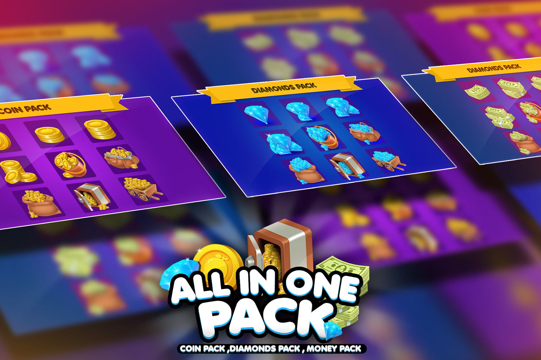 ArtStation - All in One Pack - Coin Pack, Gems Pack, Money Pack | Game ...
