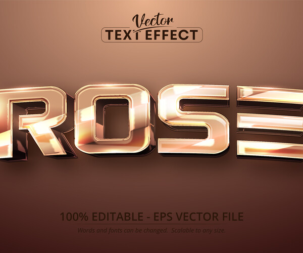 ArtStation - Rose text, shiny rose gold color style editable text ...