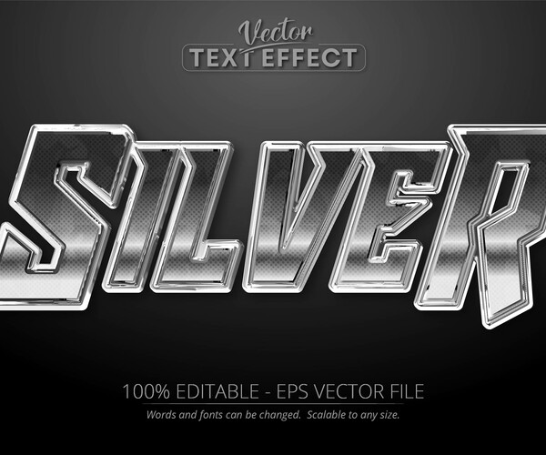 ArtStation - Silver text, shiny silver color style editable text effect ...