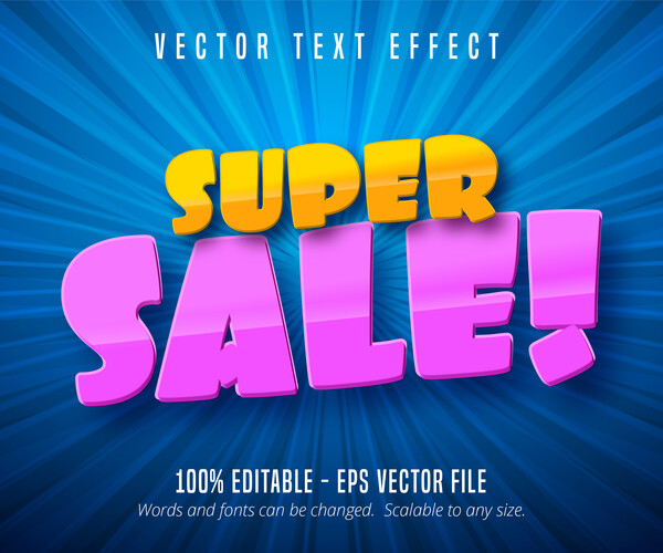 ArtStation - Super sale text, cartoon style editable text effect | Artworks
