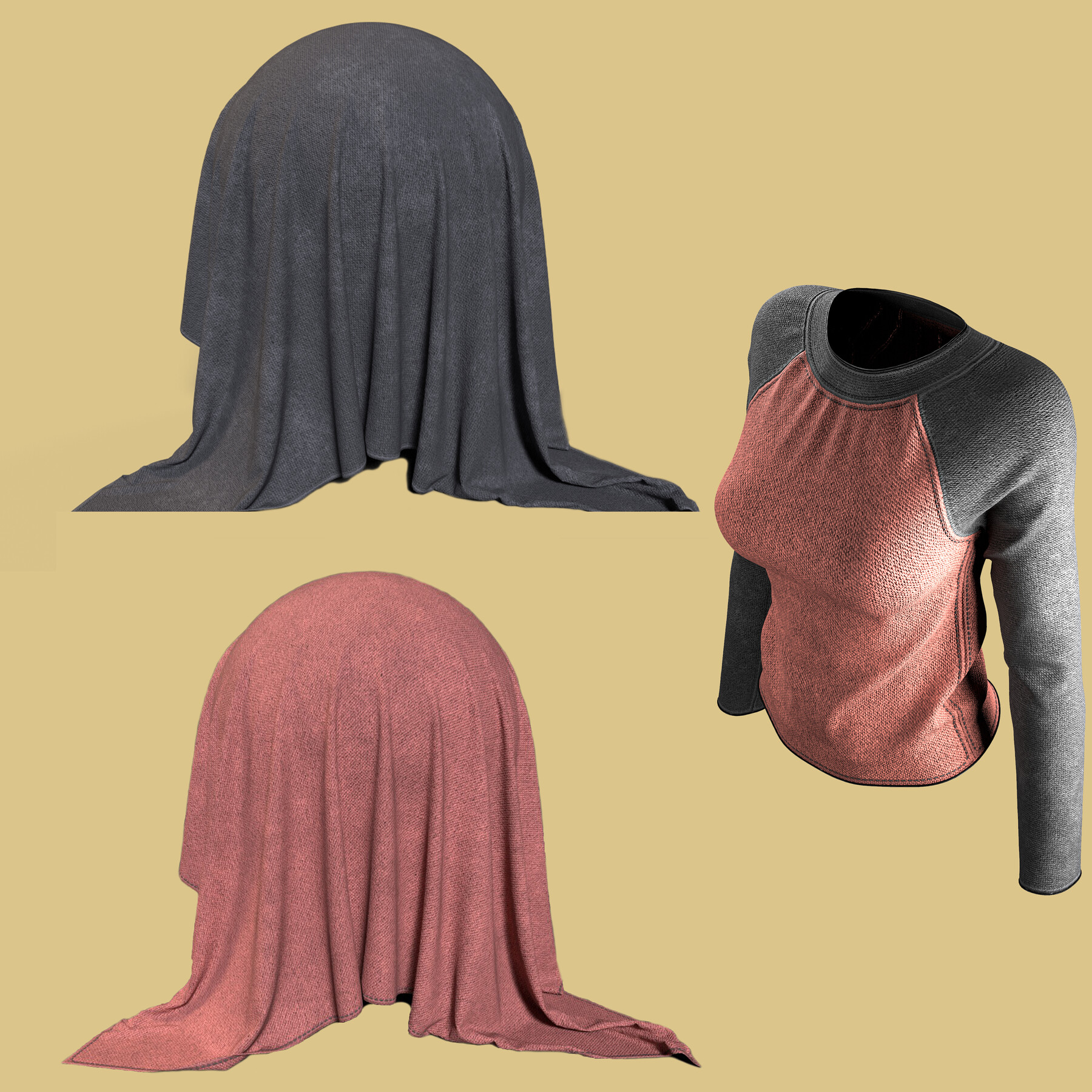 ArtStation - 2 fabric smart material : Raglan shirt | Resources