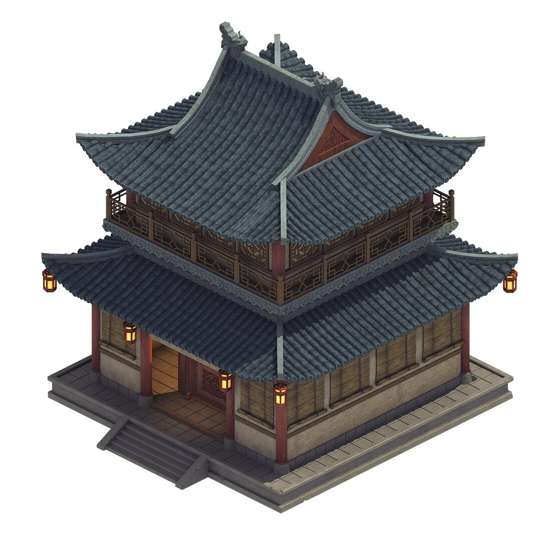 ArtStation - Heyang City - double layer Restaurant | Game Assets
