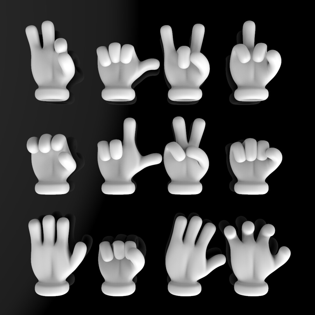 ArtStation - Cartoon glove hand RIGGED with 4 fingers Low-poly 3D model ...
