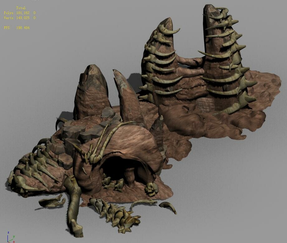 ArtStation - Desert - BOSS Altar Fossil Bones 04 | Game Assets