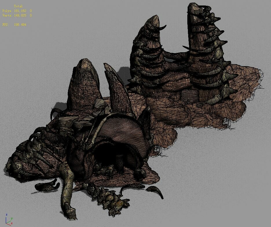 ArtStation - Desert - BOSS Altar Fossil Bones 04 | Game Assets