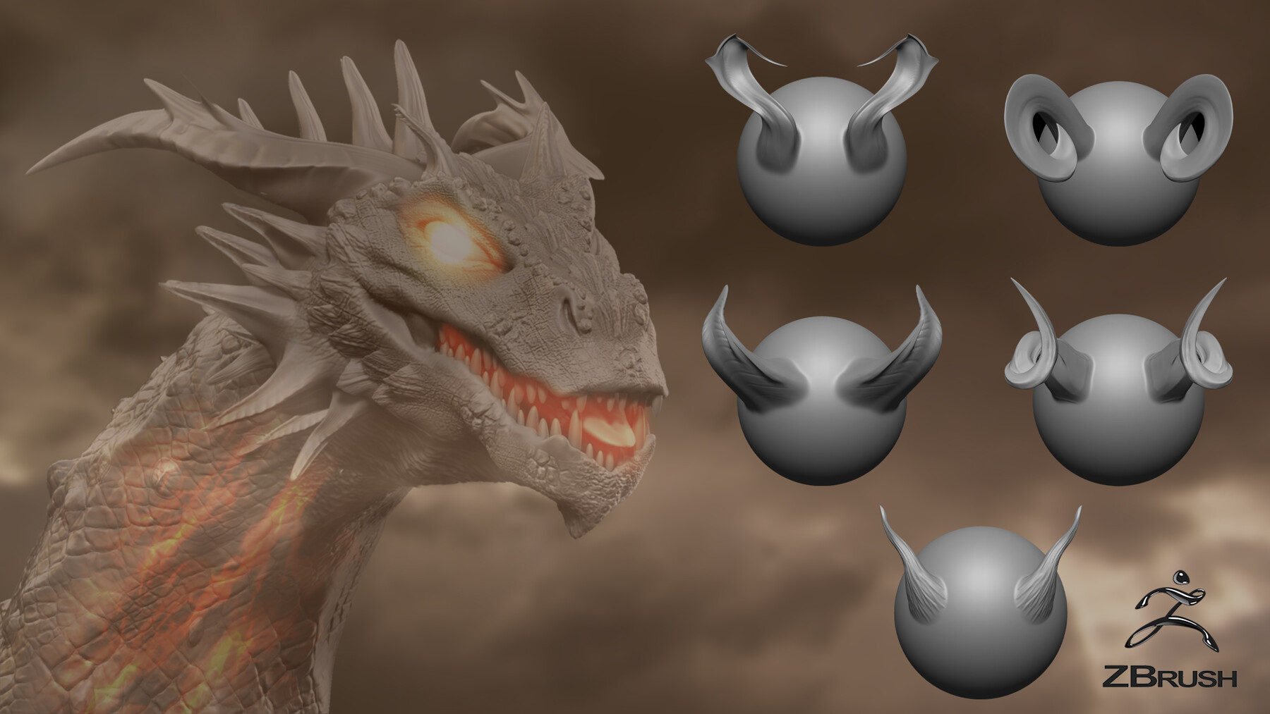 ArtStation - 50 ZBrush Dragon Skin And Horn VDM Brushes | Brushes
