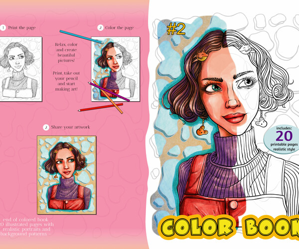ArtStation - Color Book - portrait - realistic style- 20 pages | Books ...