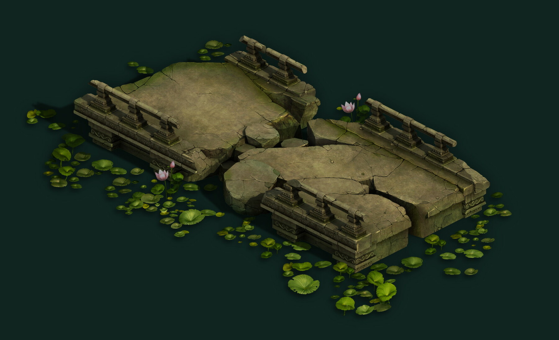 ArtStation - Kashayana Buddhism Forest Broken Stone Bridge 01 | Game Assets