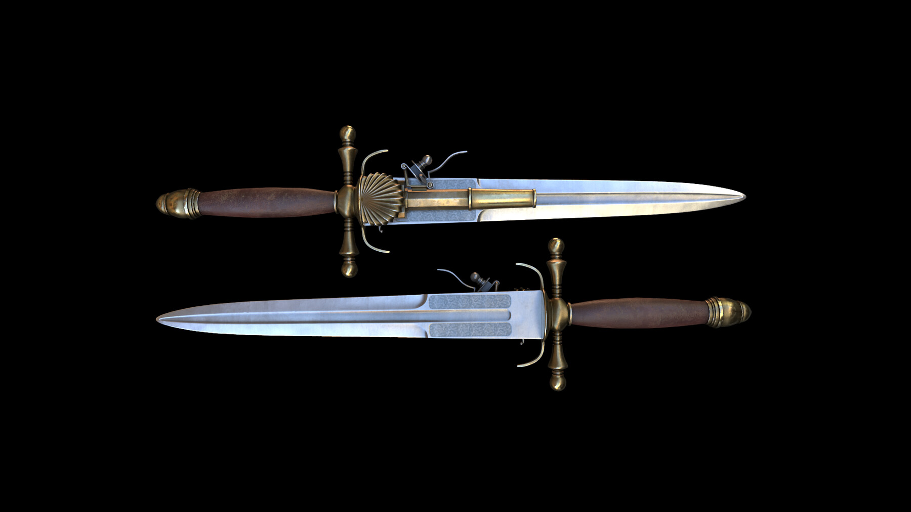 ArtStation - FRENCH DAGGER-PISTOL 19TH | Game Assets